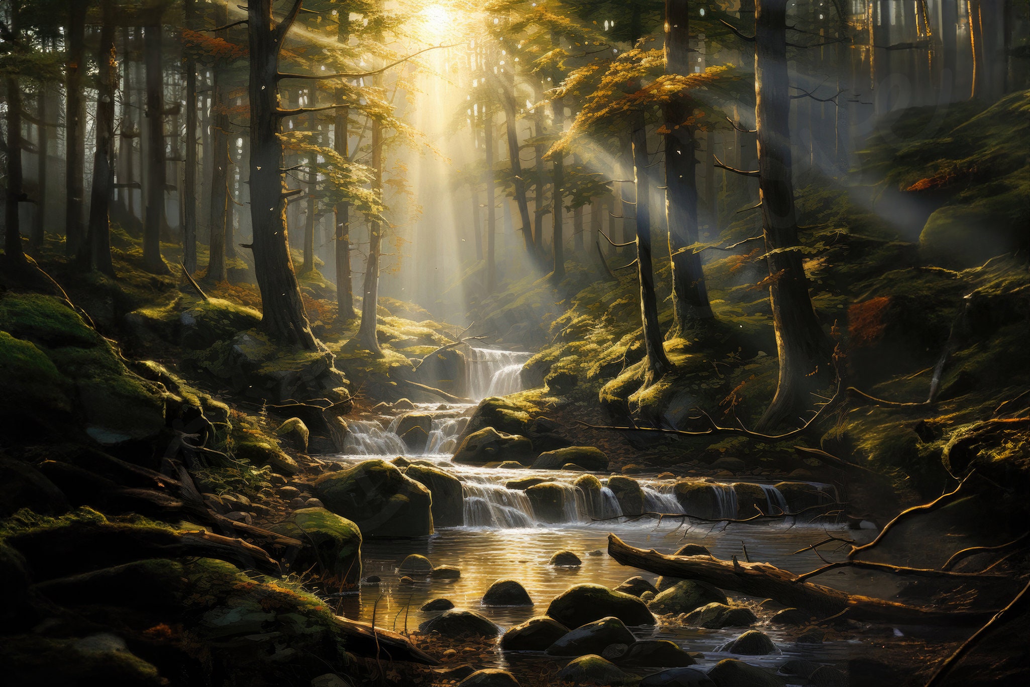 4 Forest Sun Rays Digital Instant Download, High-quality Background ...