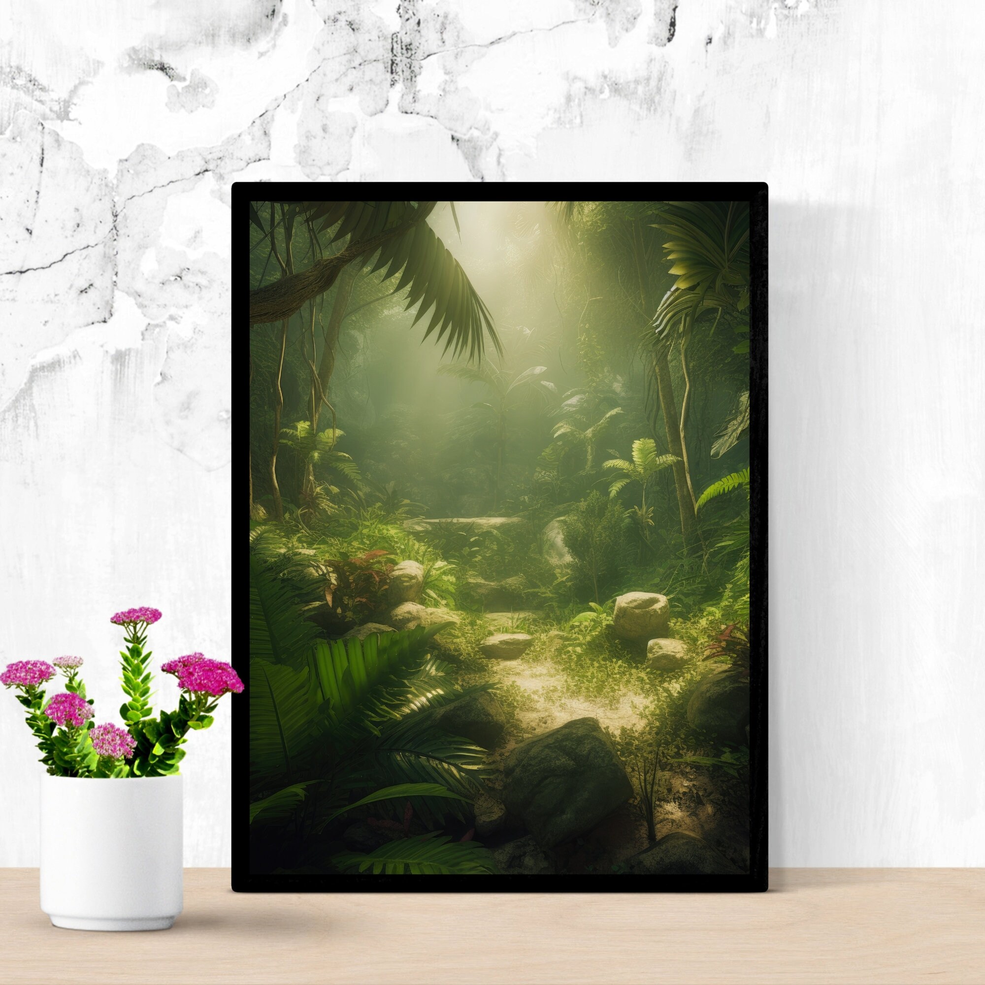 4 Deep Jungle Forest Backgrounds, Digital Backdrops of Lush Tropical ...