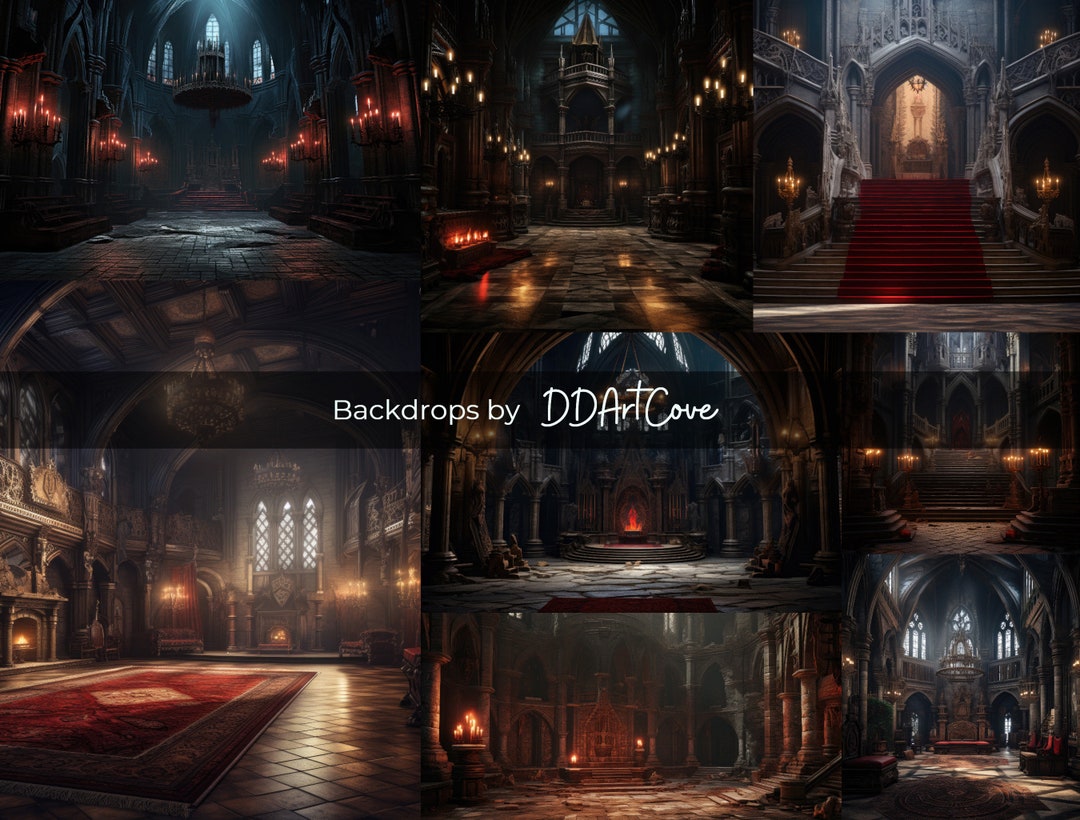 8 Vampire Castle Digital Backdrops Dark Castle Gothic Interior ...