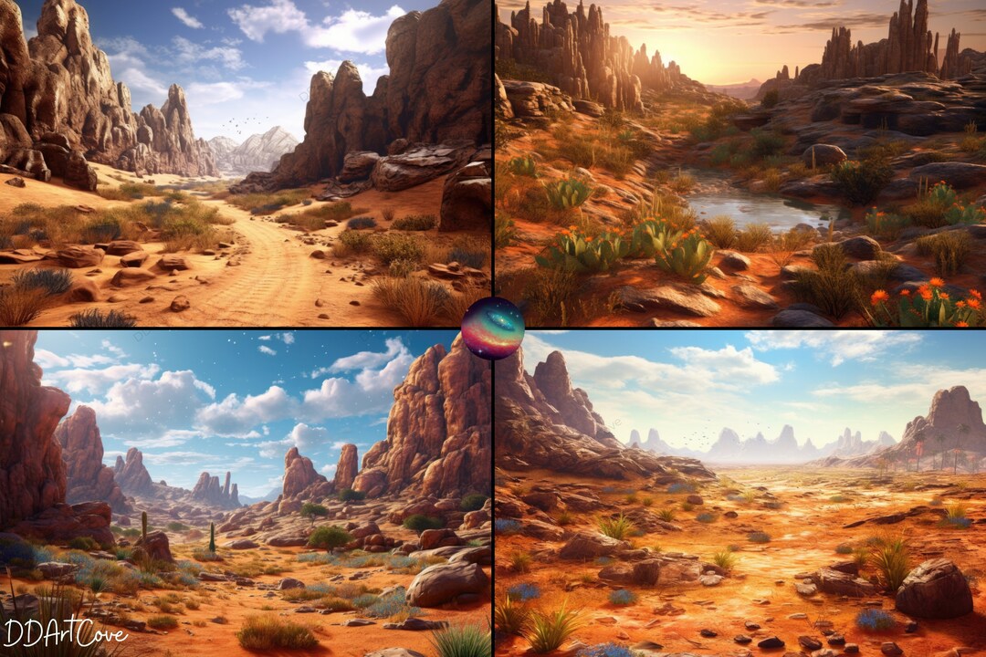 4x Arid Environment Digital Backdrops, Desert Arid Lands for Photoshop ...