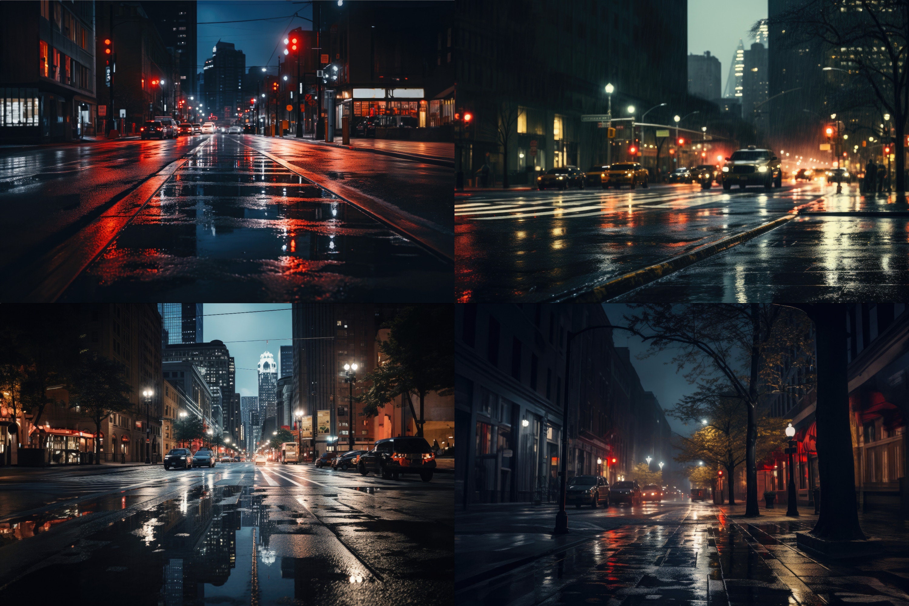 12 Night City Streets Digital Backdrops, Urban Street Art Background ...