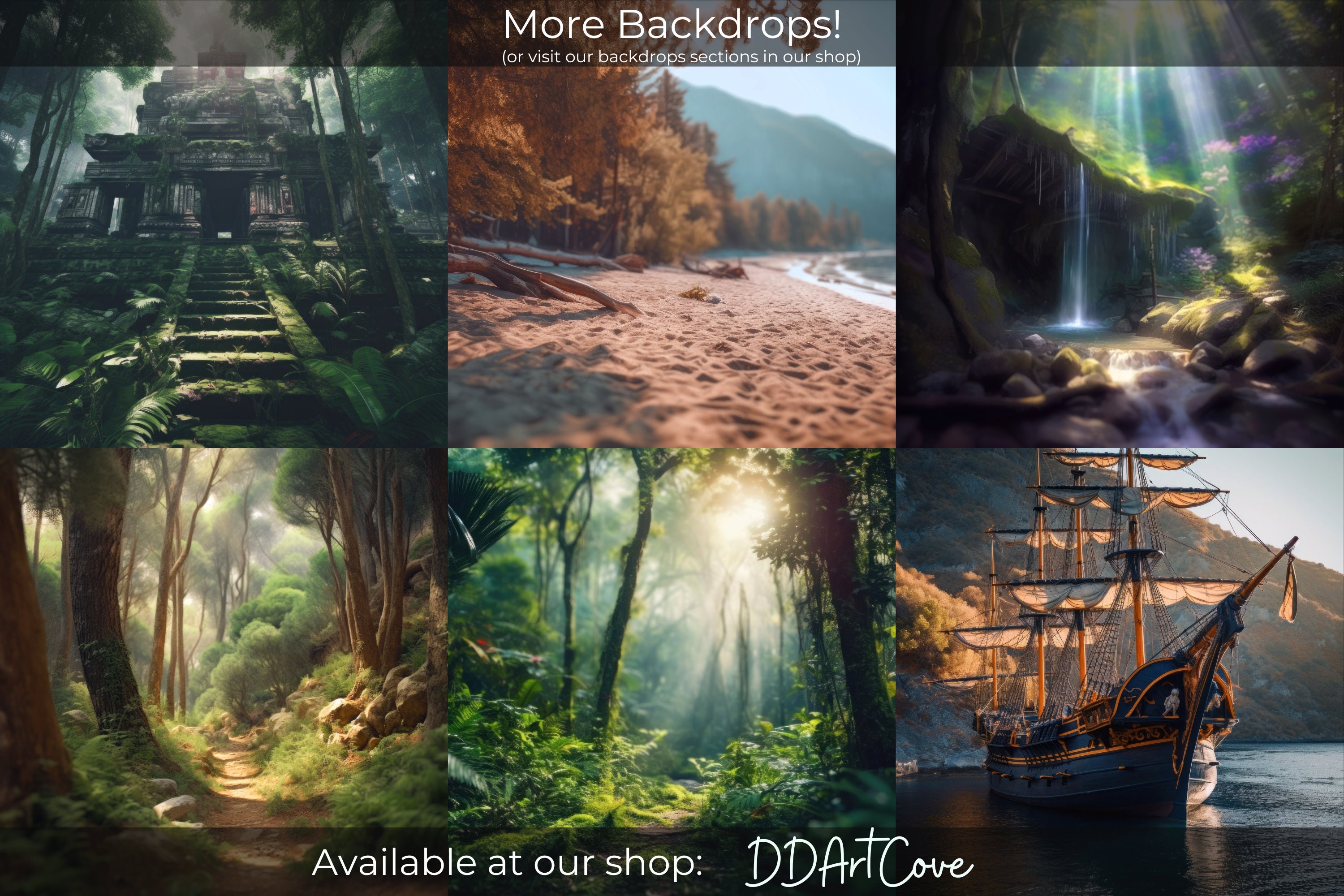 15x Waterfall Backdrops 15 Platform Overlays Cutout as - Etsy