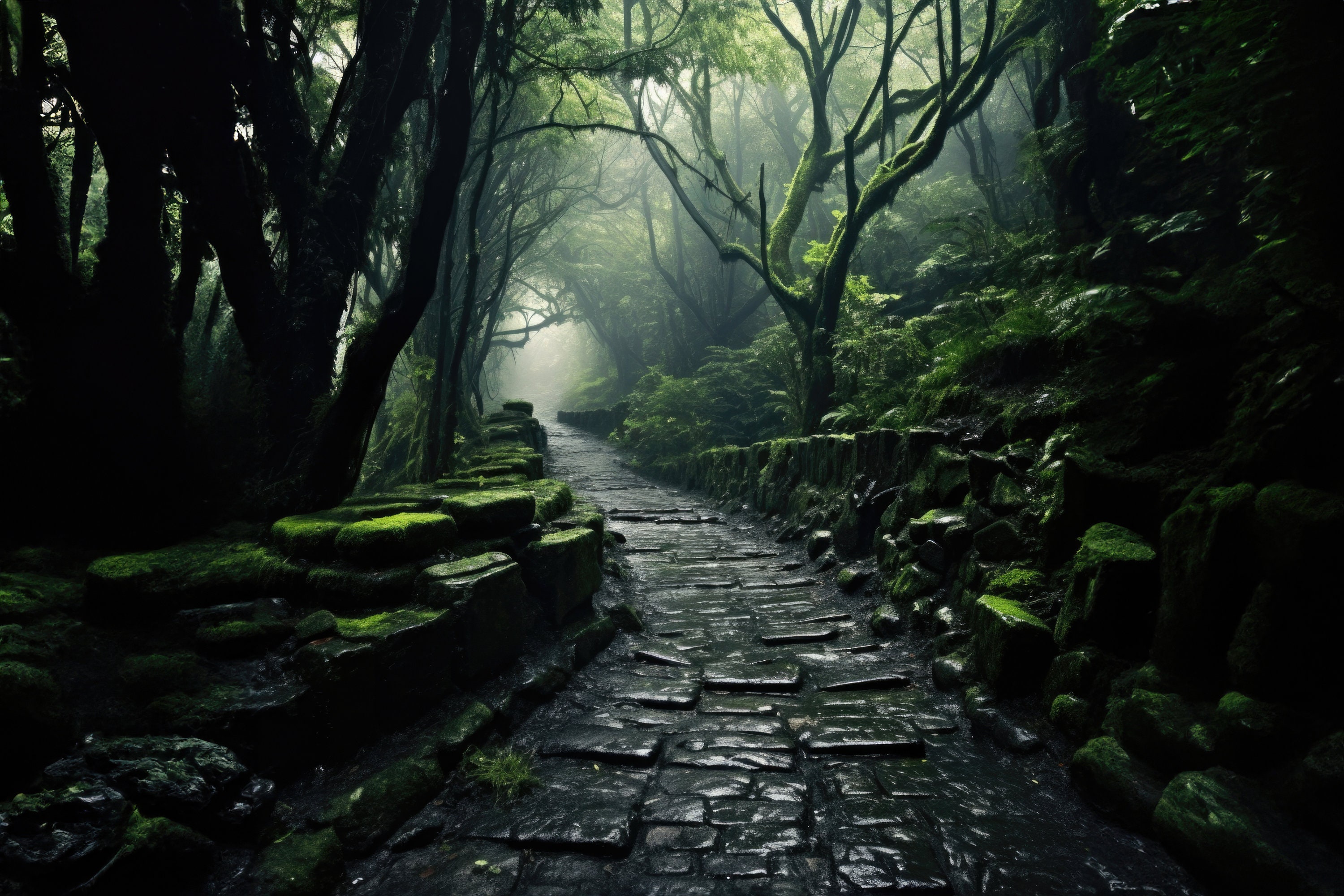 Dark Forest Path Background