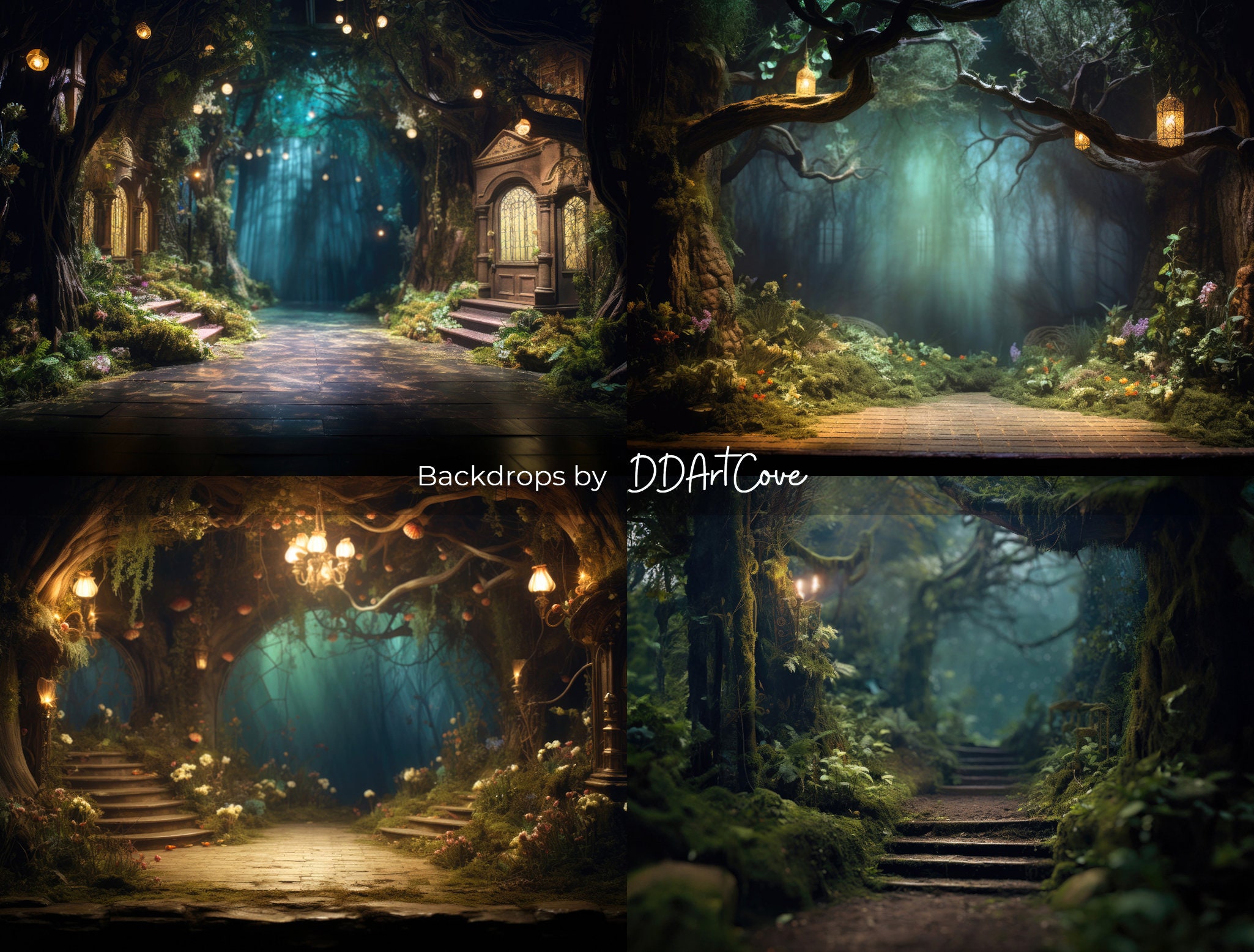 Enchanted Forest Backdrops Set Instant Digital Download Background ...