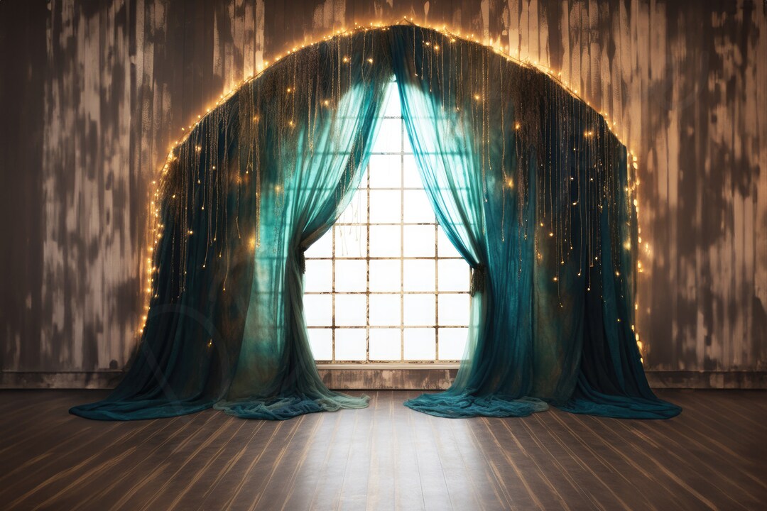 Emerald Draped Arch Backdrop, Digital Backgrounds, Studio Backdrop ...