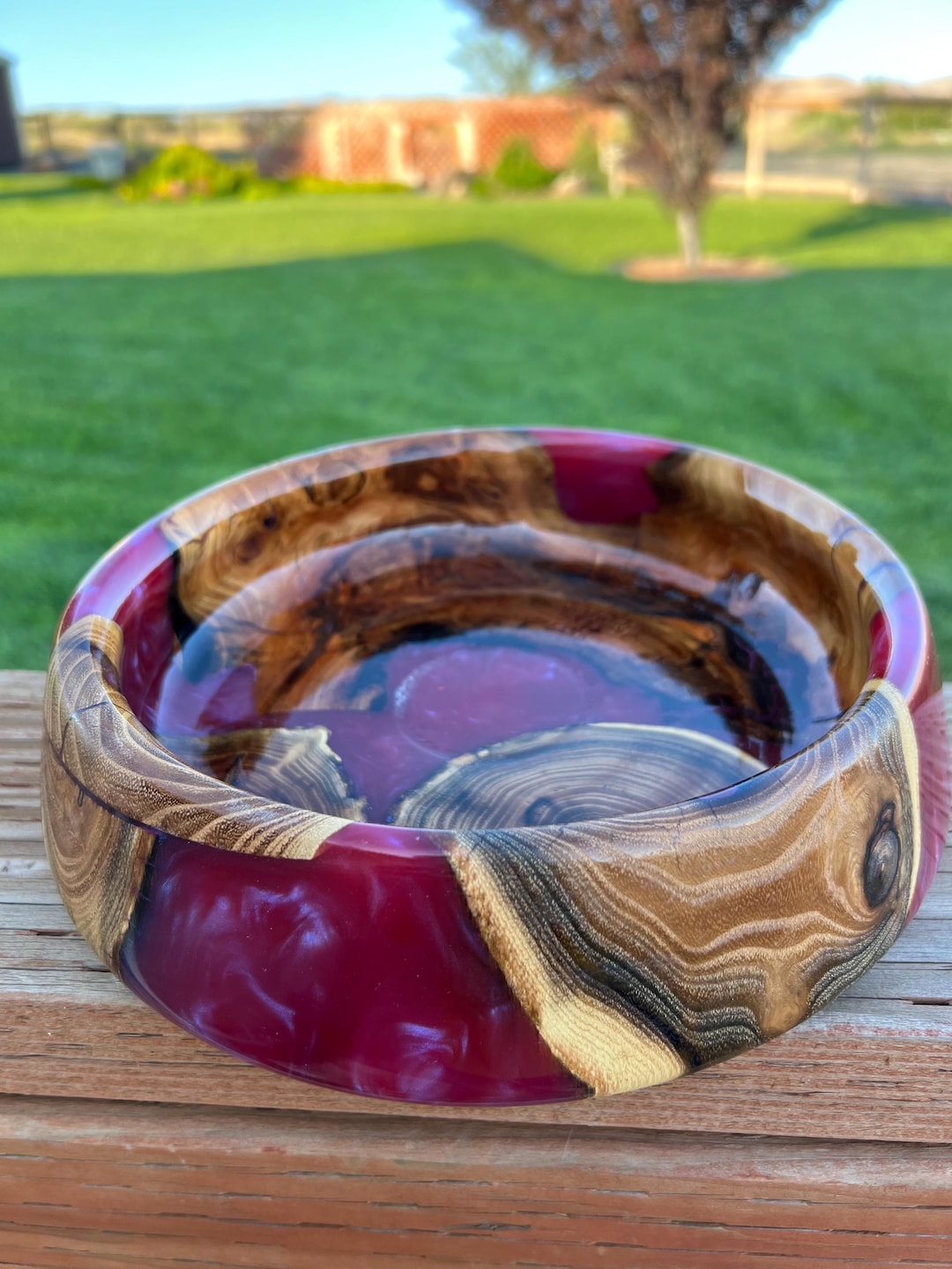NEW Hand Turned Wood and Resin Catch All Bowl Made in Idaho Functional ...