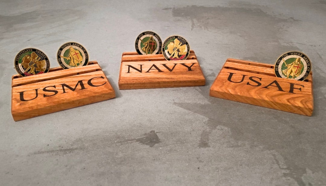 Wooden Military Coin Stand, Coin Holder, Navy Coin Stand, Coin Display ...