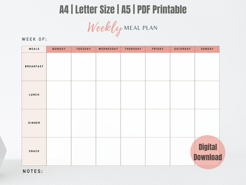 Weekly Meal Planner & Shopping List Printable Grocery List - Etsy