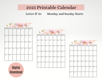 Printable Minimalist Calendar 2023 Letter Size - Etsy