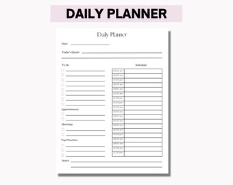 Daily Planner / Daily to Do List, Printable Minimalist Planner, Instant ...