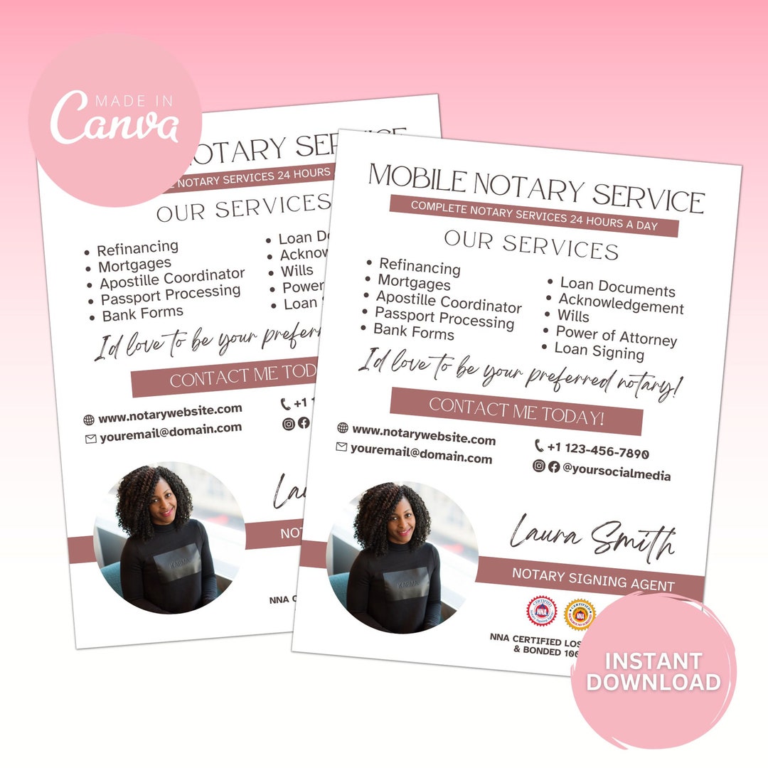 Notary Flyer,mobile Notary Flyer,marketing Flyer Template for Mobile ...