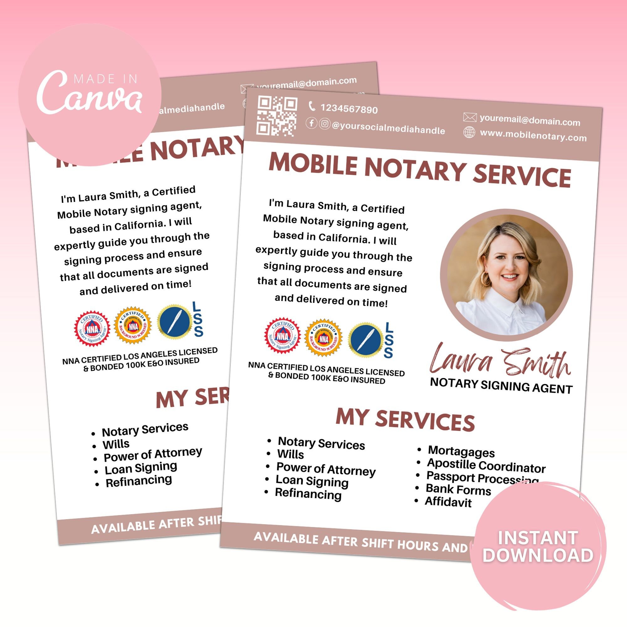 Mobile Notary Public Flyer Template DIY Flyer Templatecanva Template ...
