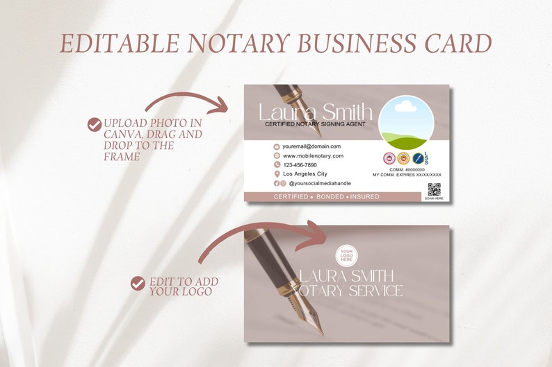 Notary Business Card,notary Public Business Card,mobile Notary Business ...
