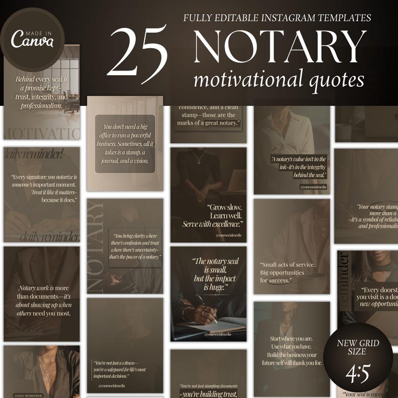 Editable Notary Motivational Quotes Template, Mobile Notary Marketing ...