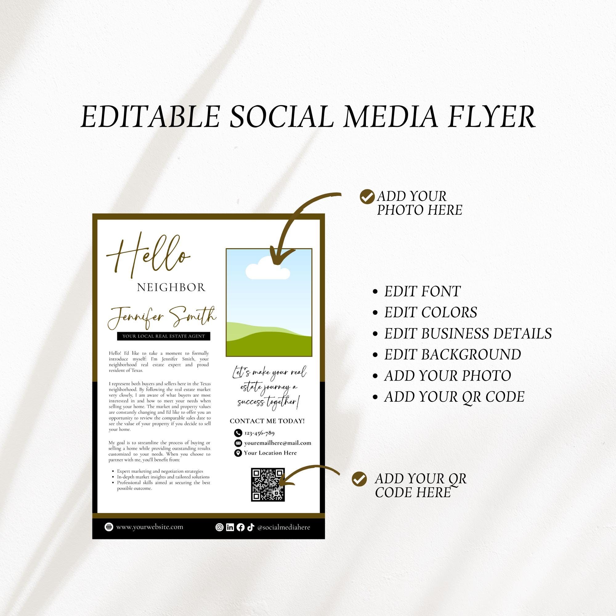Real Estate Agent Introduction Flyer: Canva Template (digital Download ...