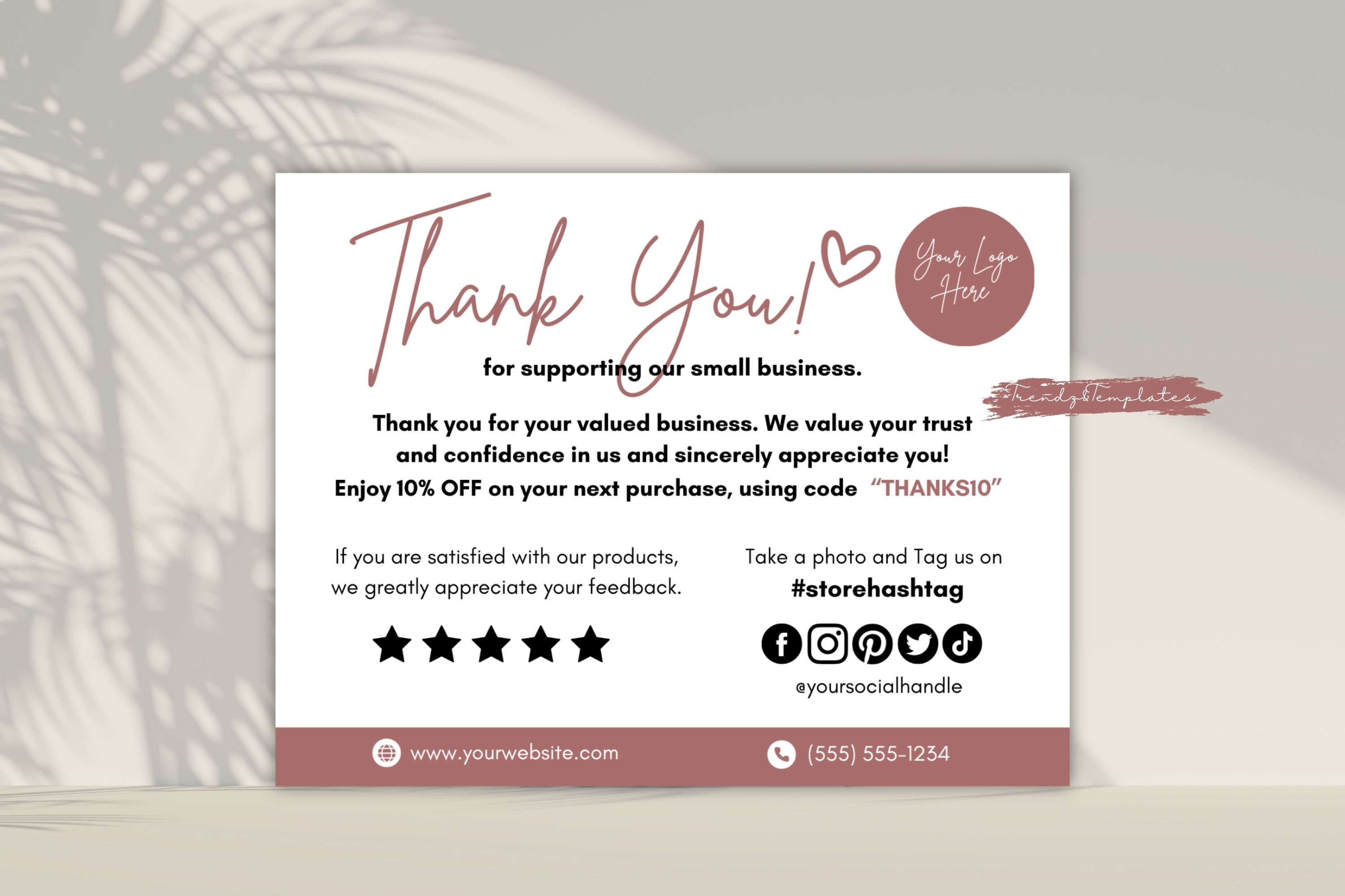 Printable Thank You Package Card, Small Business Thank You Card ...