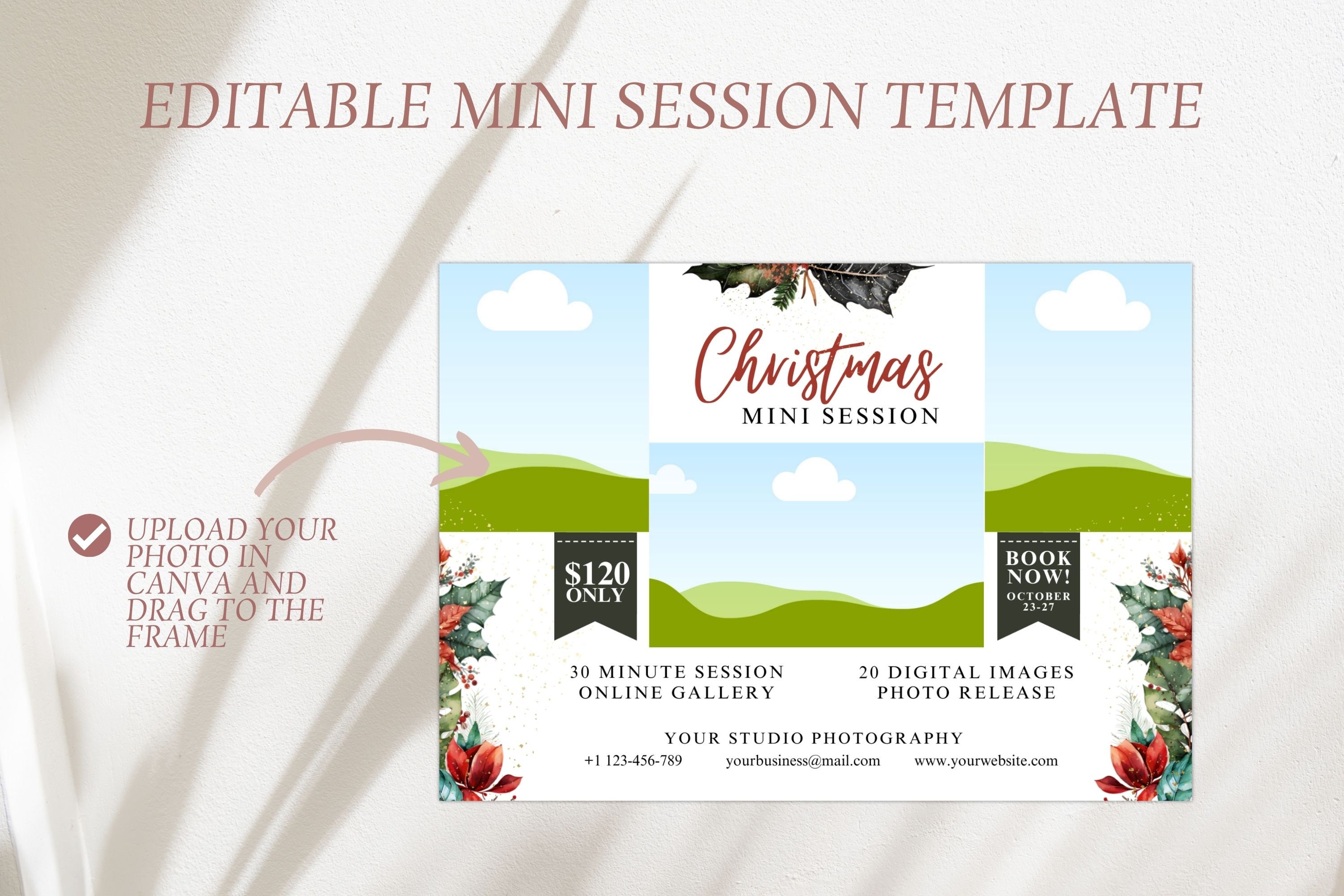 Christmas Mini Session Template, Holiday Mini Session Template, Canva ...