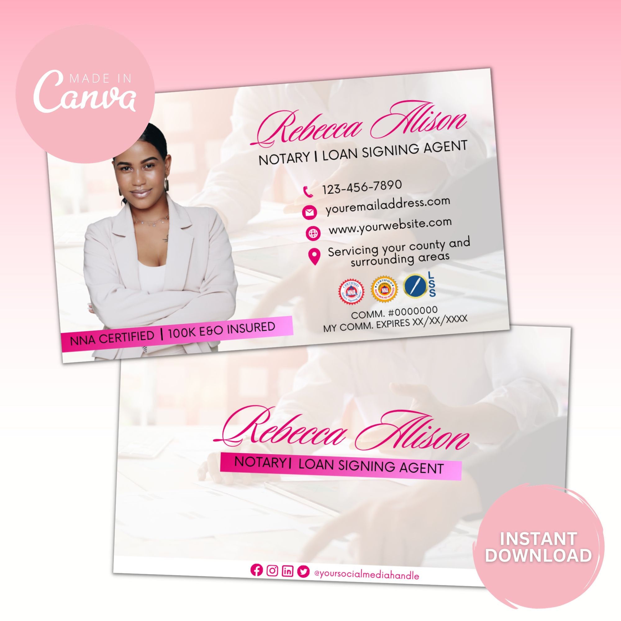 Notary Public Business Card Notary Card Template Notary Marketing ...