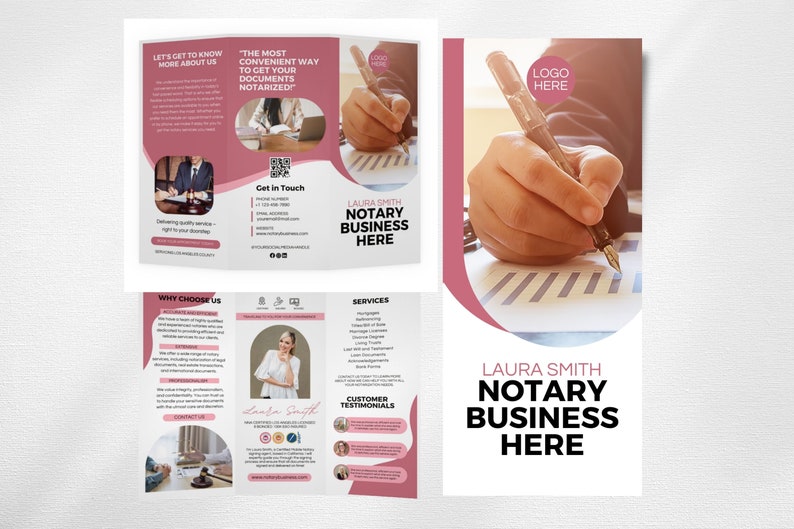 Trifold Brochure, Notary Trifold Brochure, Editable Brochure Template ...