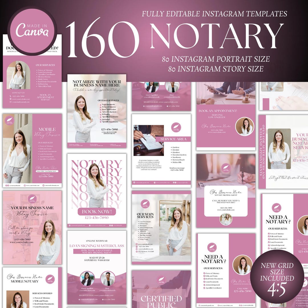Notary Social Media Post Templates, Minimalist Notary IG Posts, Neutral ...