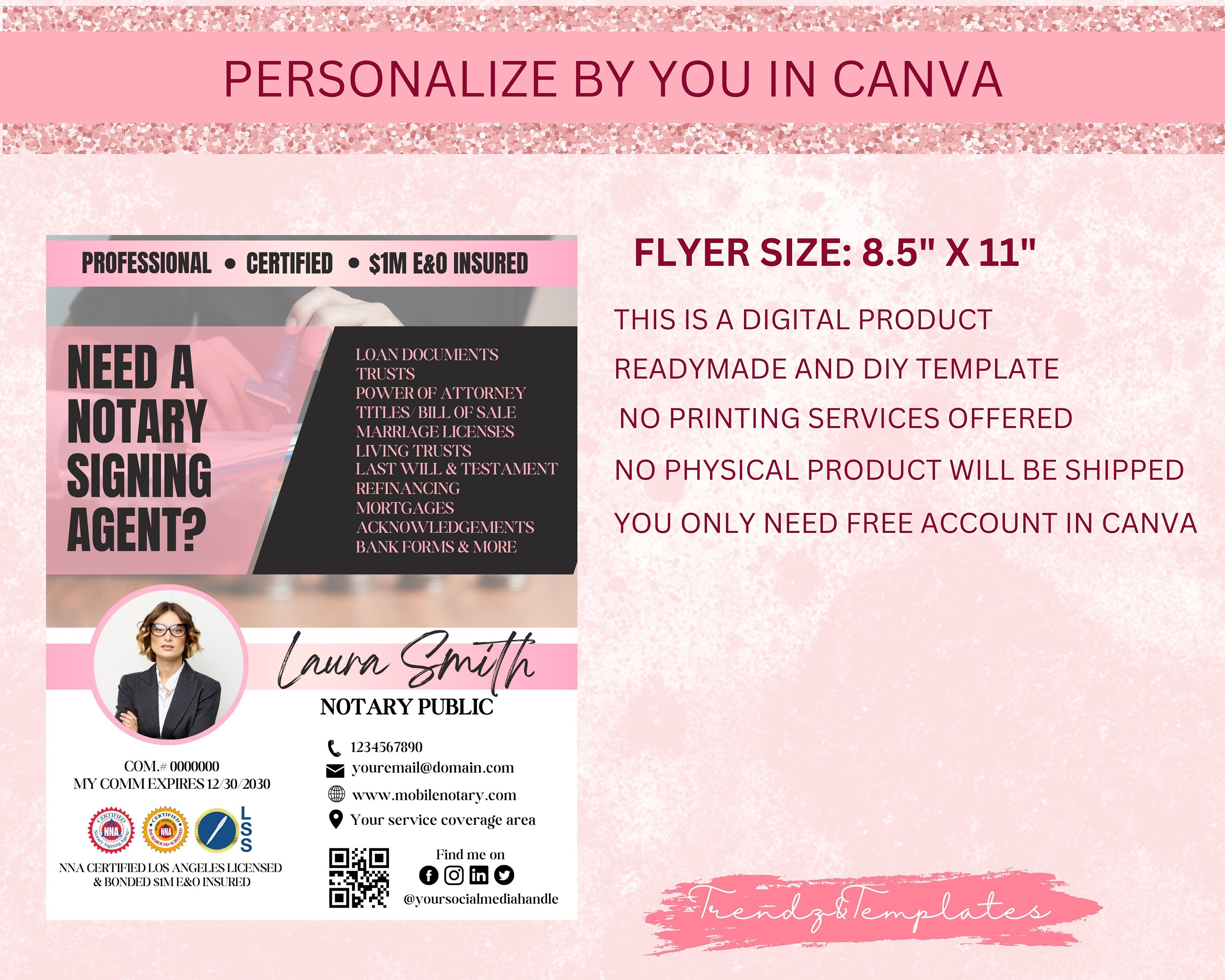 Signing Agent Flyer DIY Flyer Templatecanva Template for - Etsy