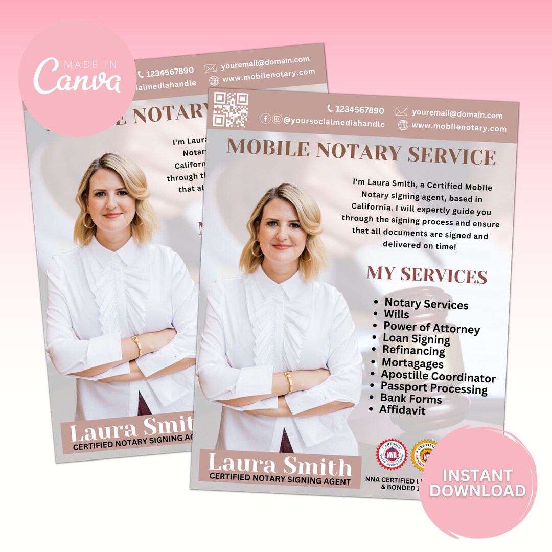 Notary Signing Agent Notary Social Media Flyer notary Branding ...