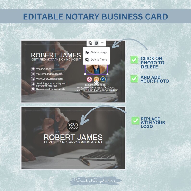 Notary Card Template DIY Notary Business Card Notary Canva Template ...