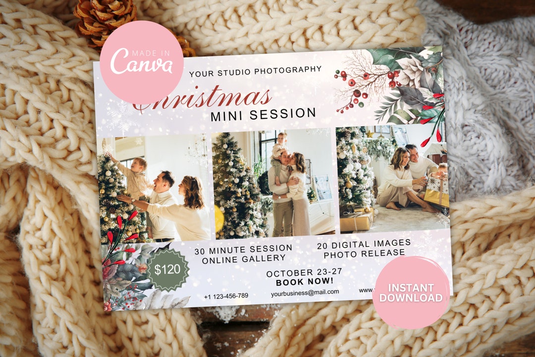 Christmas Mini Session Template, Holiday Mini Session Template, Canva ...