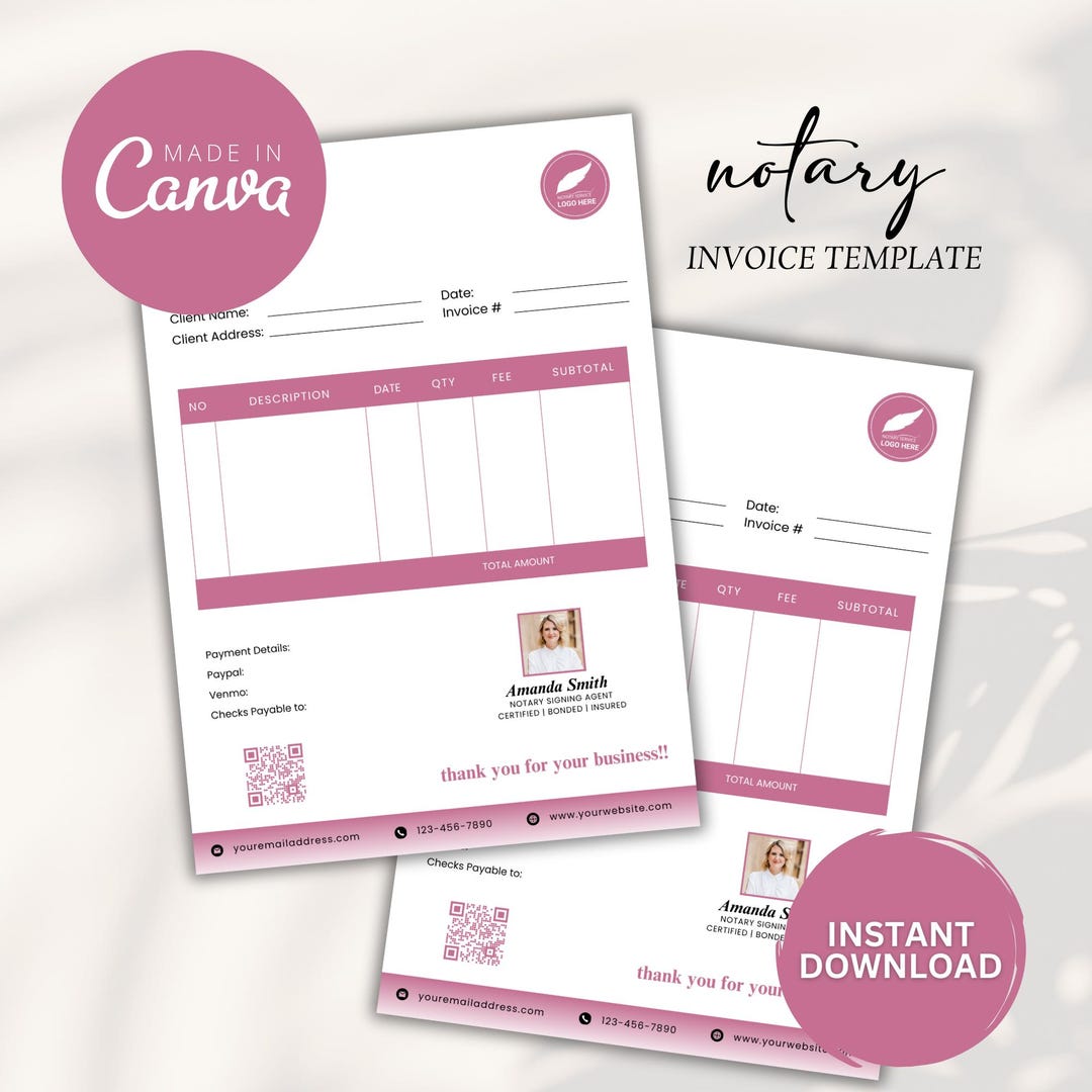 Notary Invoice Template Notary Marketing Small Business Invoice ...