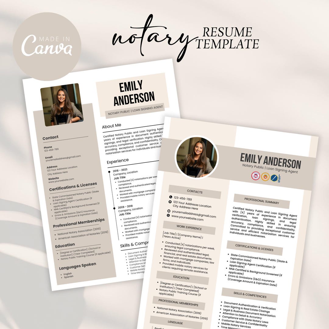 Professional Notary Resume Design Notary Resume Flyer Editable Template ...