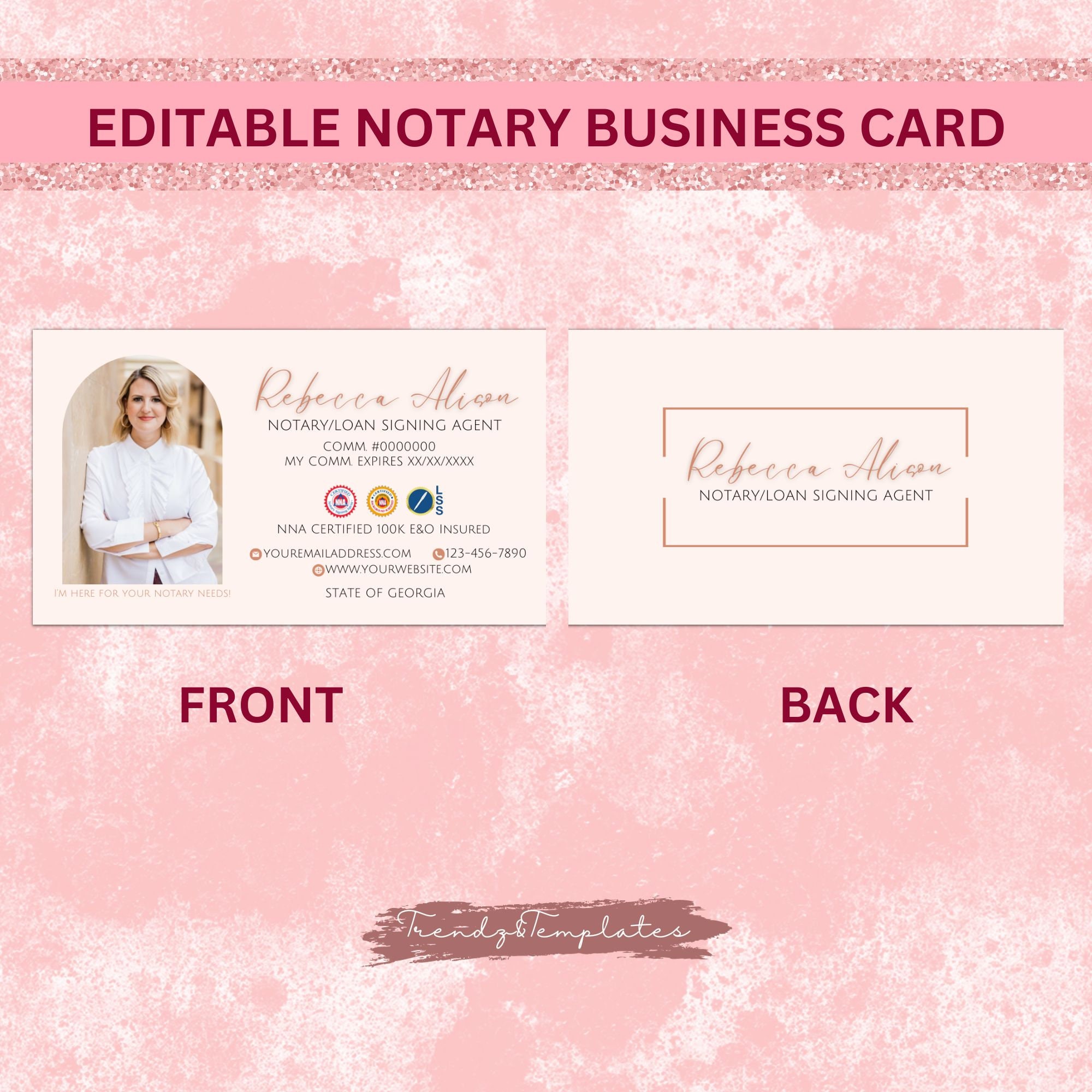 Notary Public Business Card Loan Signing Agent Notary Marketing ...