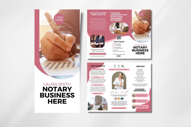 Trifold Brochure, Notary Trifold Brochure, Editable Brochure Template ...