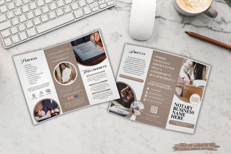 Notary Trifold Brochure Template: Professional Design (canva) - Etsy