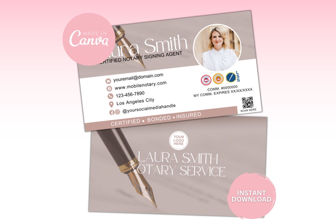 Notary Business Card,notary Public Business Card,mobile Notary Business ...