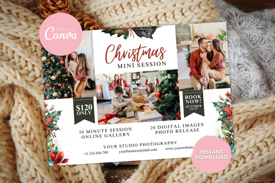 Christmas Mini Session Template, Holiday Mini Session Template, Canva ...
