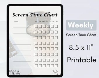 Editable Screen Time Chore Chart Printable, Screen Time Chart Checklist, Screen Time Tracker ...