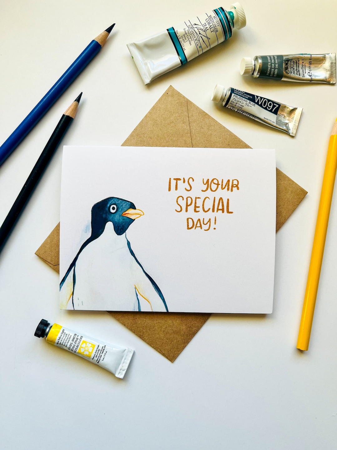 Penguin Birthday Card | Quirky and Cute Penguin Greeting Card for ...