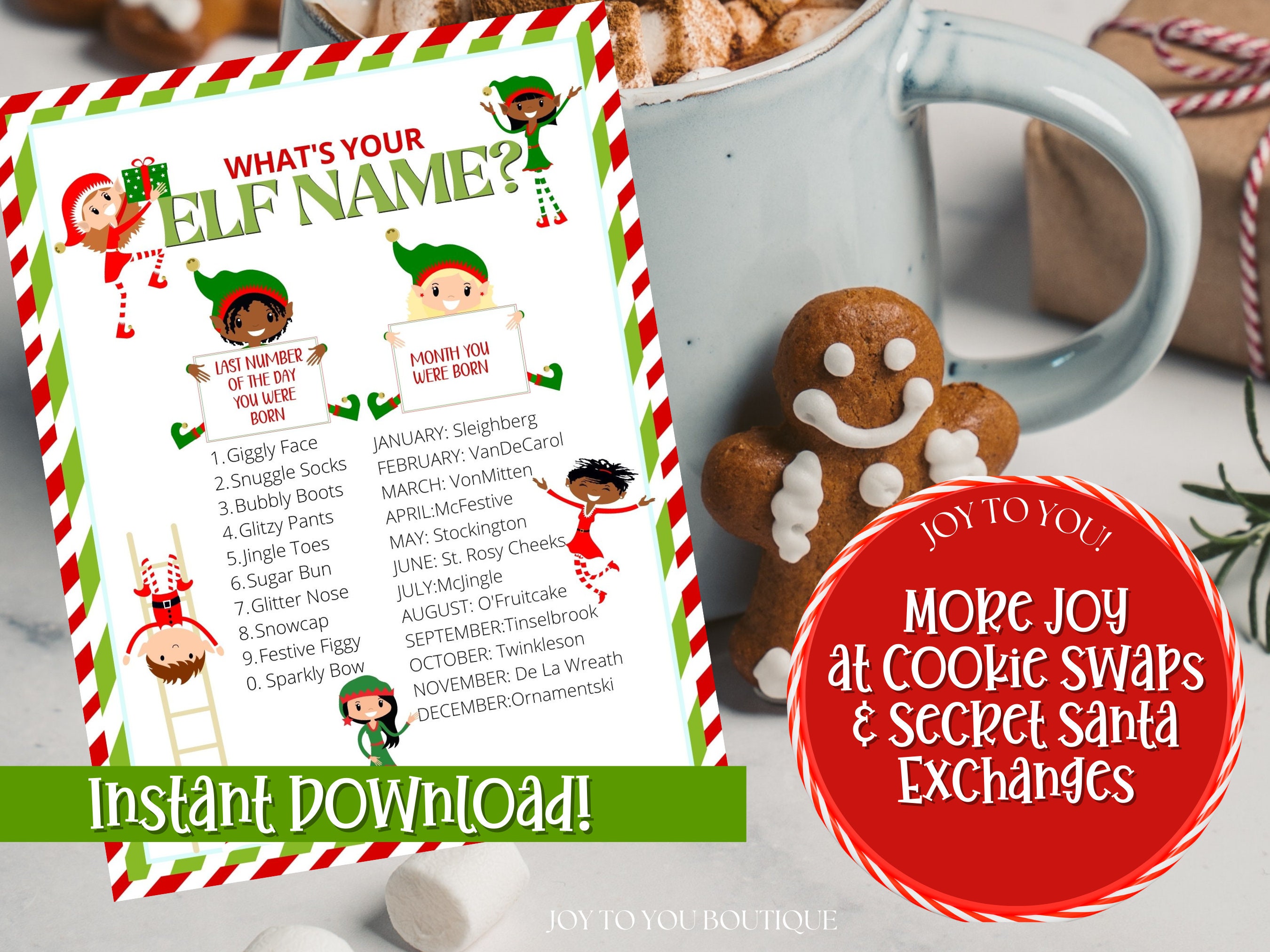 What's Your Elf Name Elf Name Game Christmas Printable Game Holiday ...