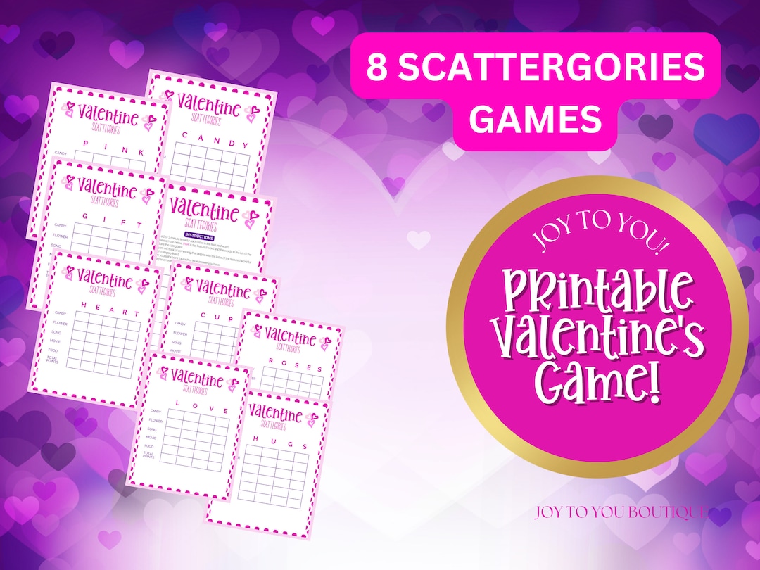 Valentines Scattergories Game Scattergories Printable Valentines Day ...