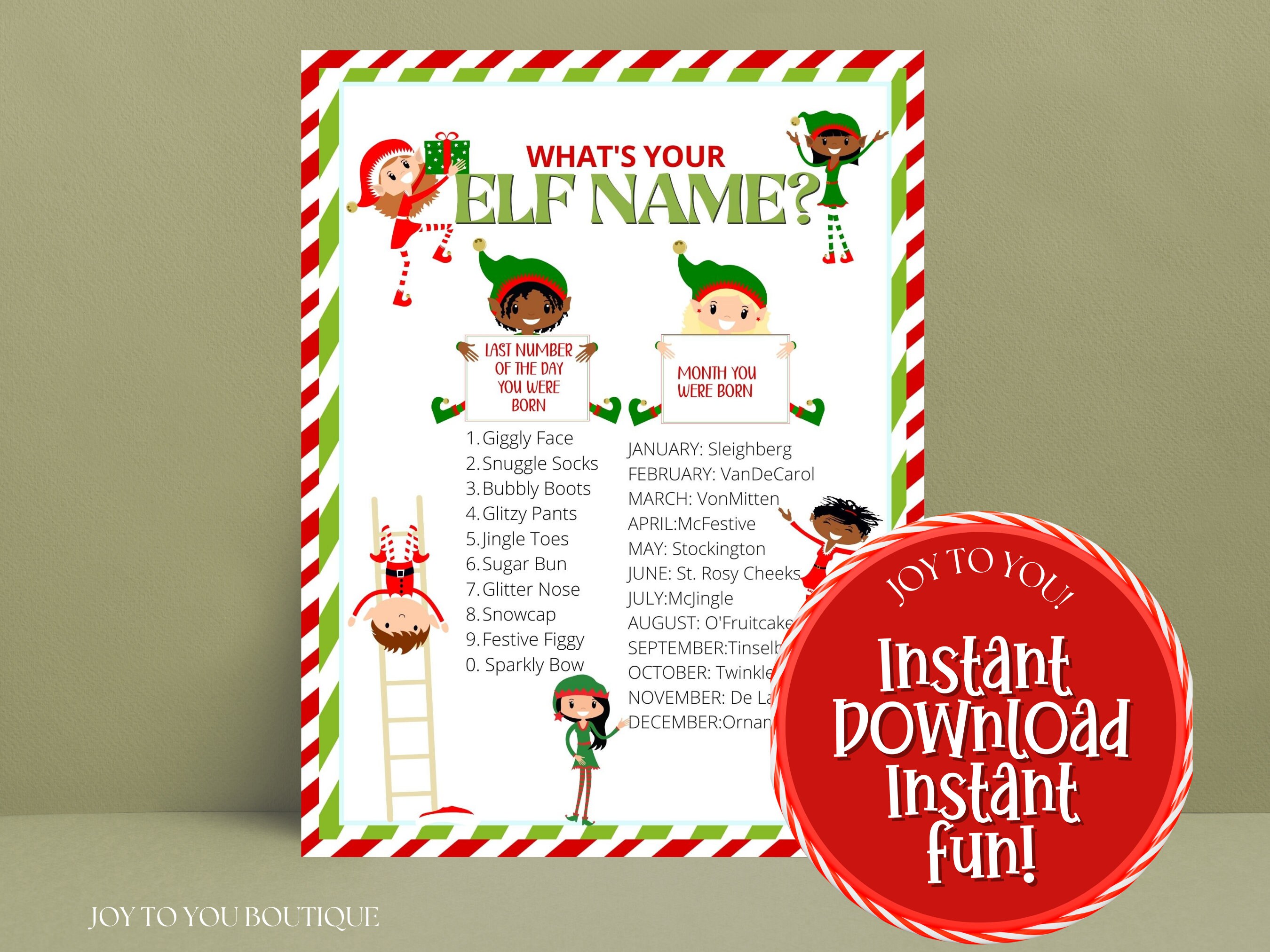What's Your Elf Name Elf Name Game Christmas Printable Game Holiday ...