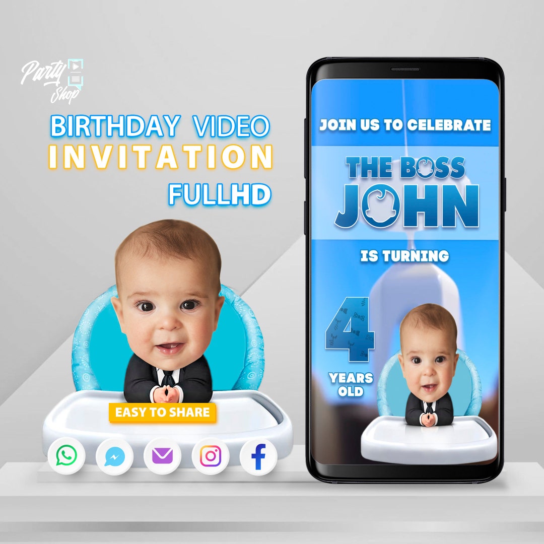 Baby Boss Invitation, Baby Boss Birthday Invitation, Party, Birthday ...