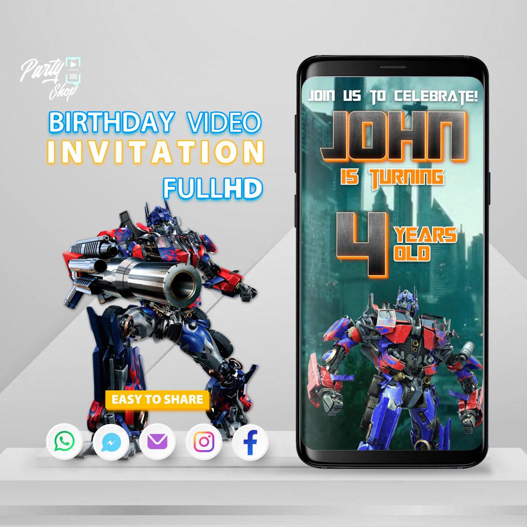 Transformers Invitation, Transformers Video Invitation, Party, Birthday ...