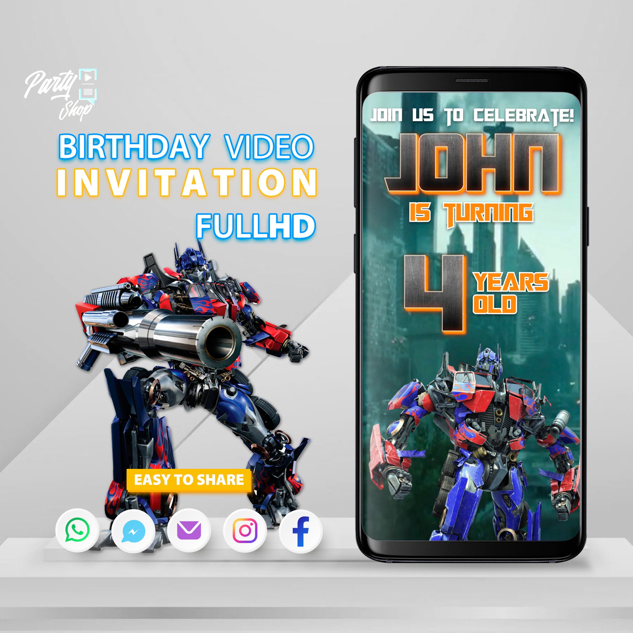 Transformers Invitation Transformers Video Invitation Party - Etsy