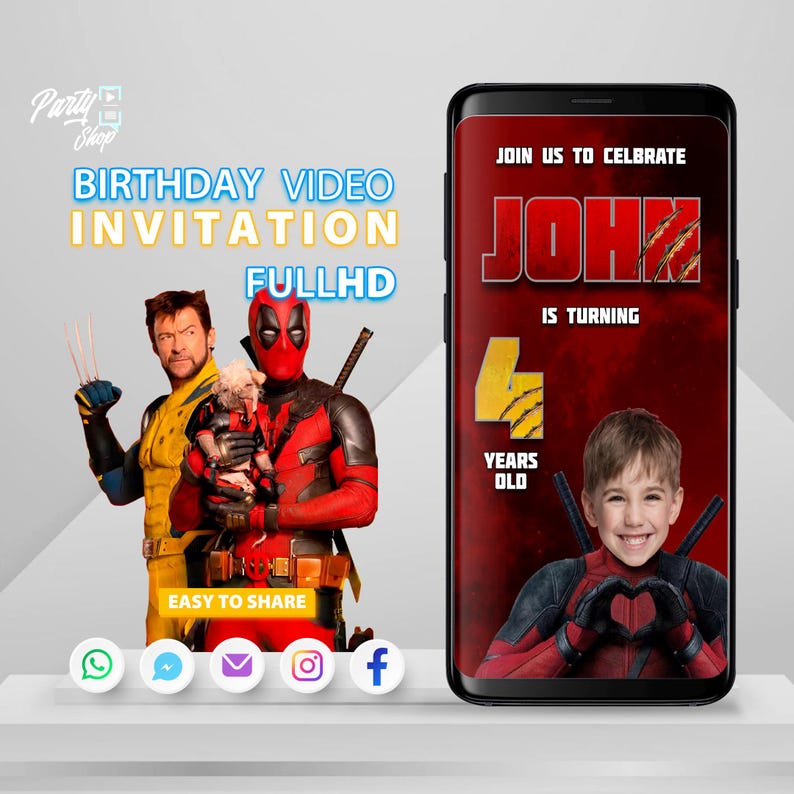 Deadpool & Wolverine Invitation, Deadpool Y Wolverine Video Invitation ...