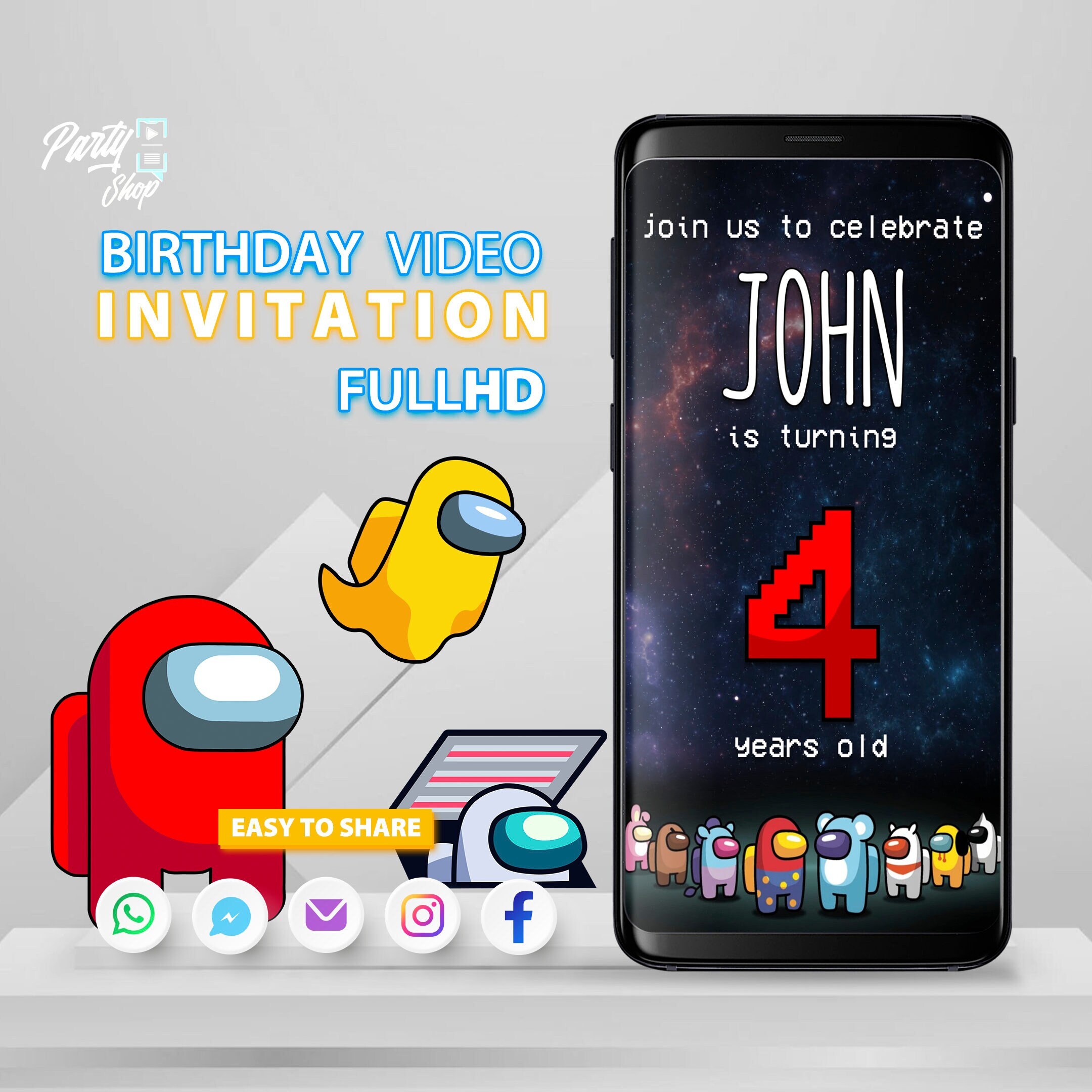 Among Us Invitation Among Us Video Invitation Party - Etsy