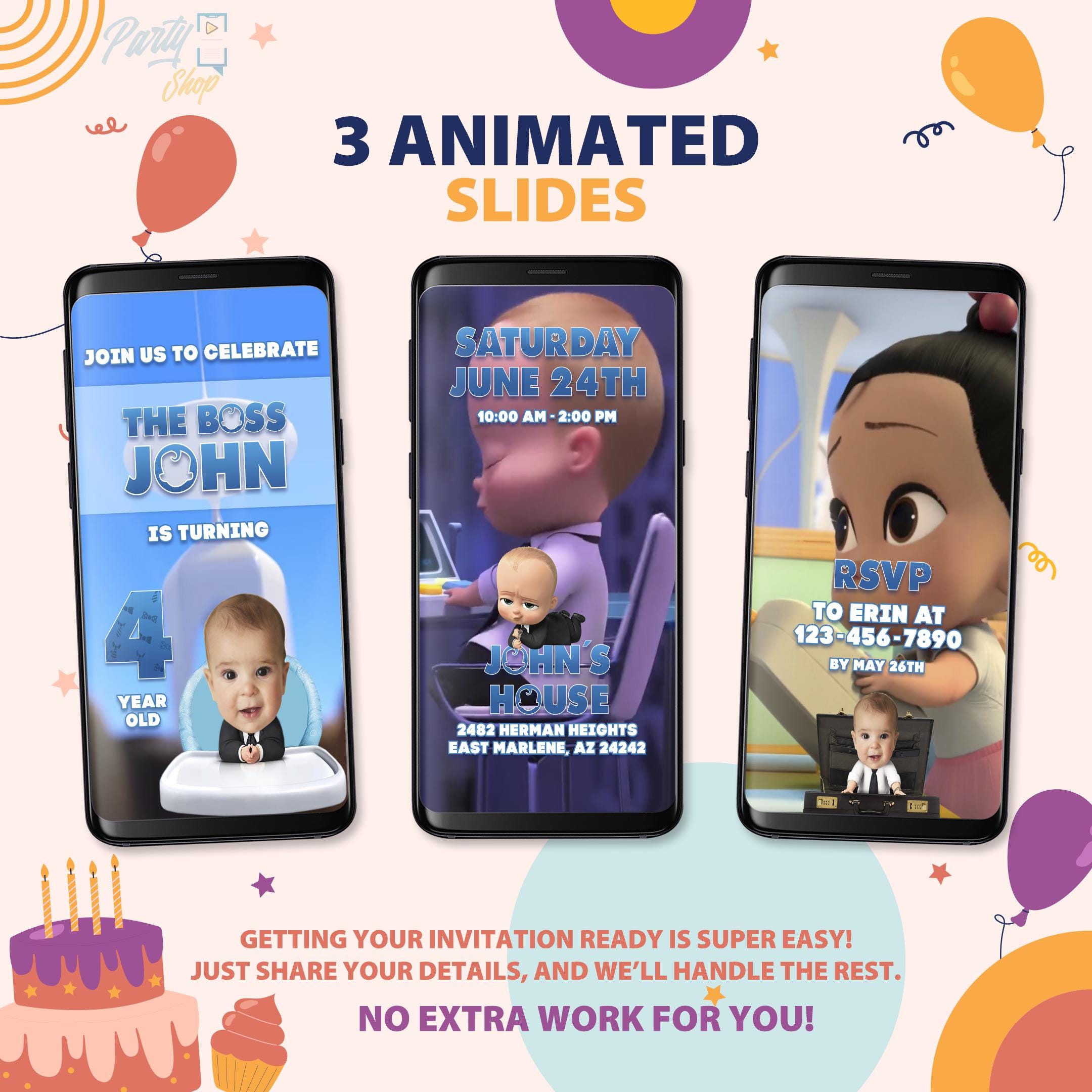 Baby Boss Invitation, Baby Boss Birthday Invitation, Party, Birthday ...