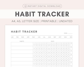 Monthly Habit Tracker Planner Printable for Motivation Tracker, Routine ...