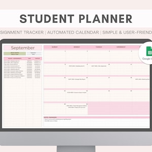 Student Planner Spreadsheet | Assignment Tracker | Academic Planner ...