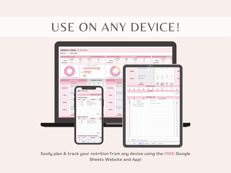 Macro Meal Planner Digital Meal Prep Weekly Meal Planner Spreadsheet ...