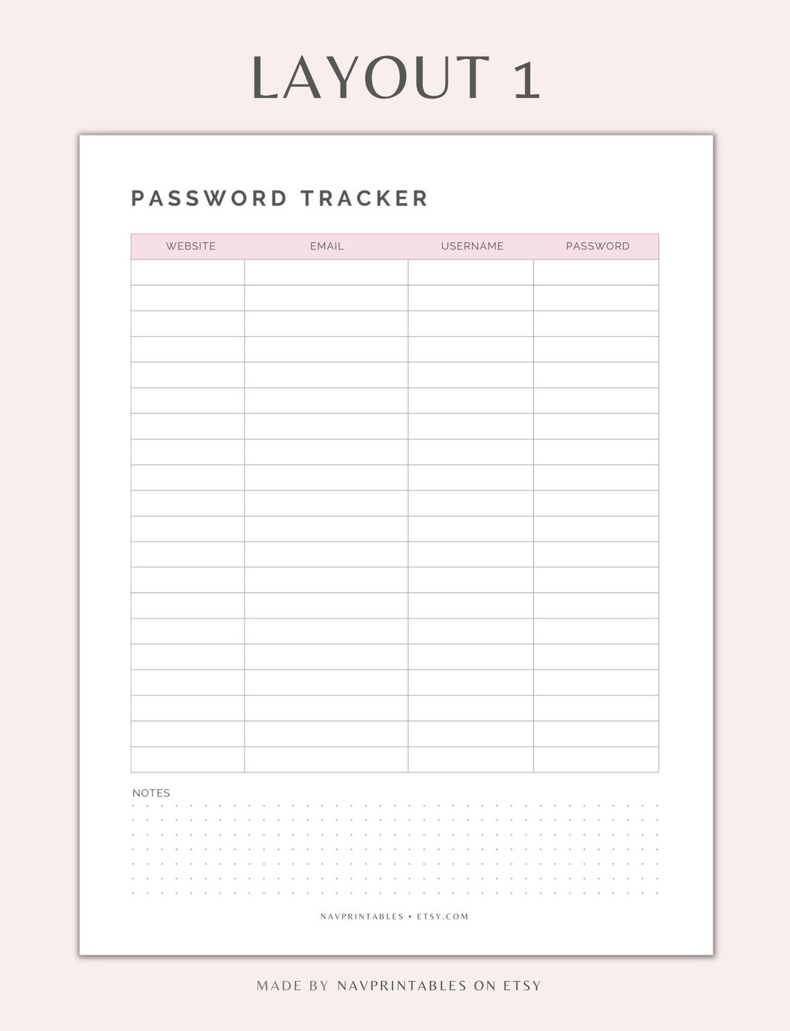 Password Tracker Printable Planner Printable Password Organizer ...